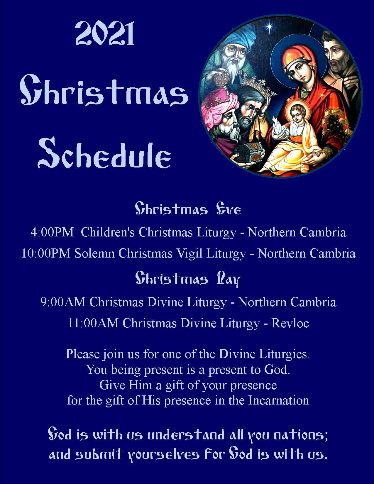 2021 Christmas Schedule | Saint Mary's
